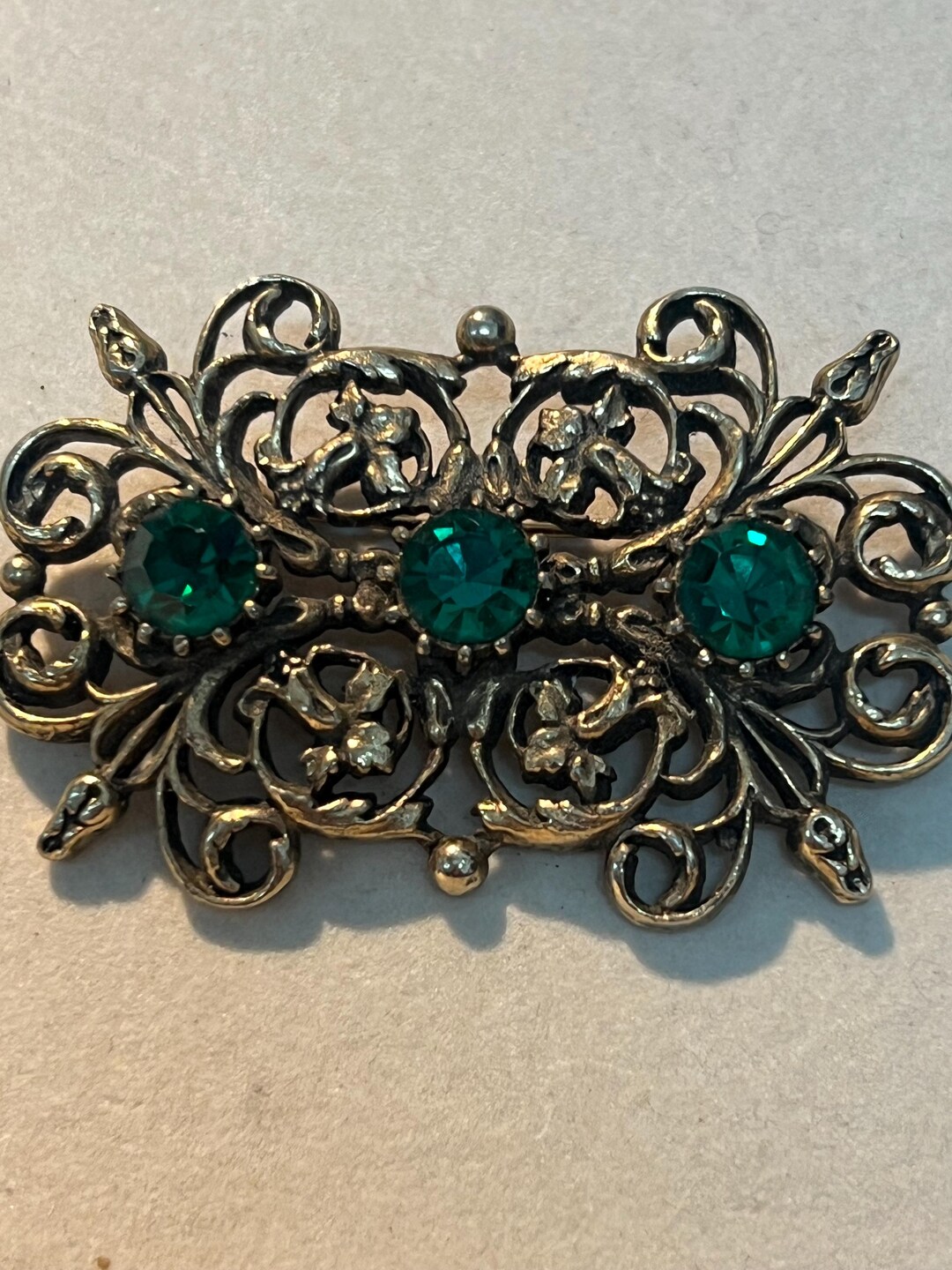 Stunning Large Vintage Metal and Glass Brooch - Etsy