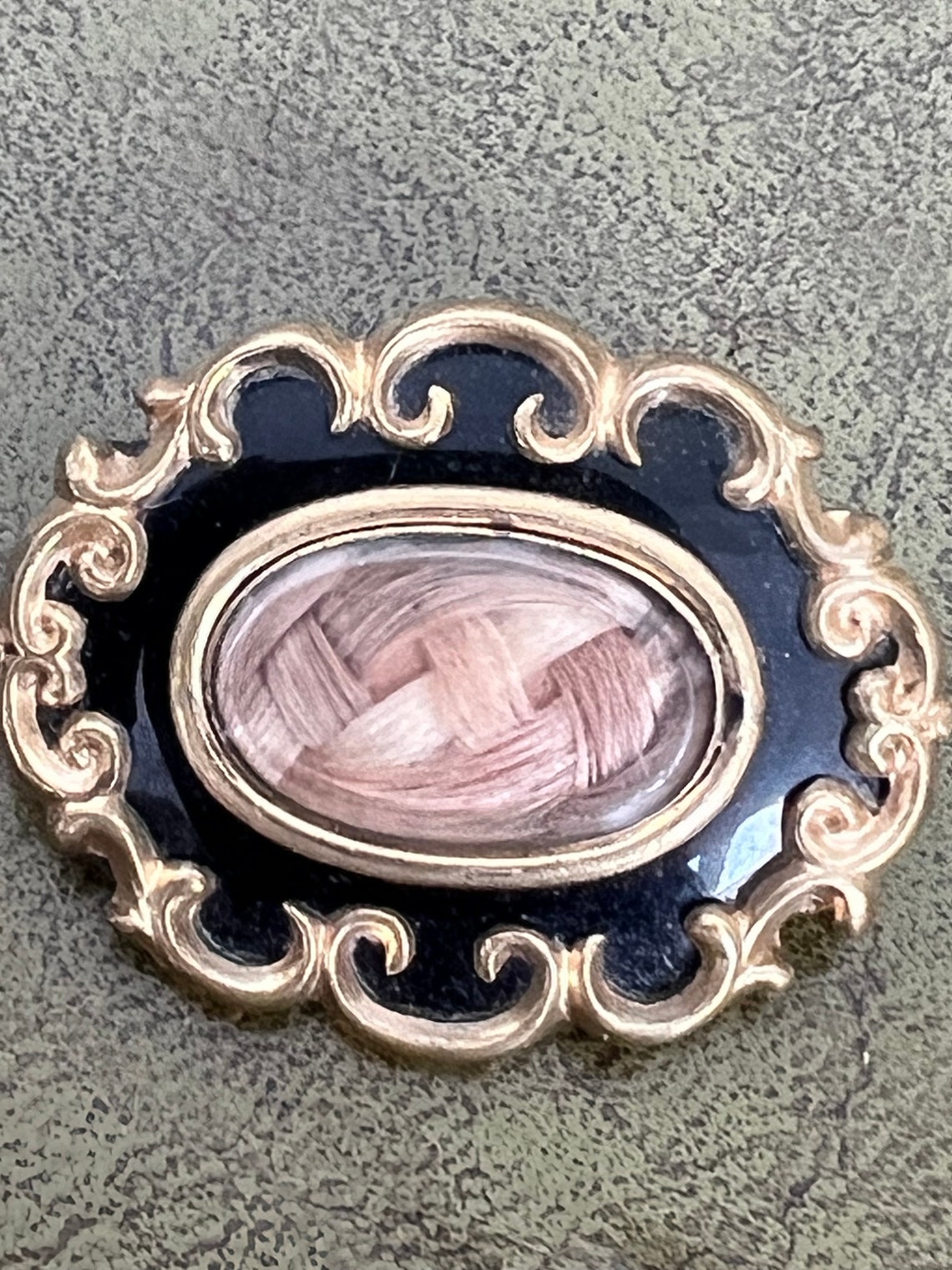 Stunning Victorian Metal and Onyx Mourning Brooch With Lovely Hair ...