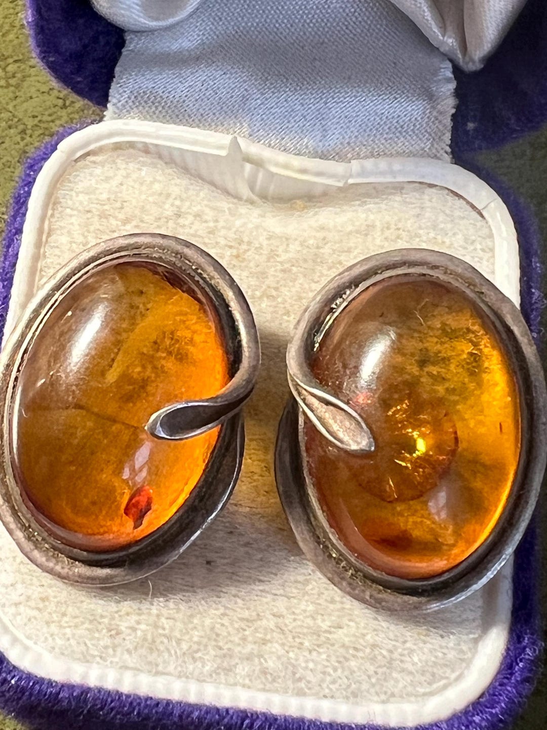 Stunning Faux Amber Edwardian Clip on Silver Earrings - Etsy