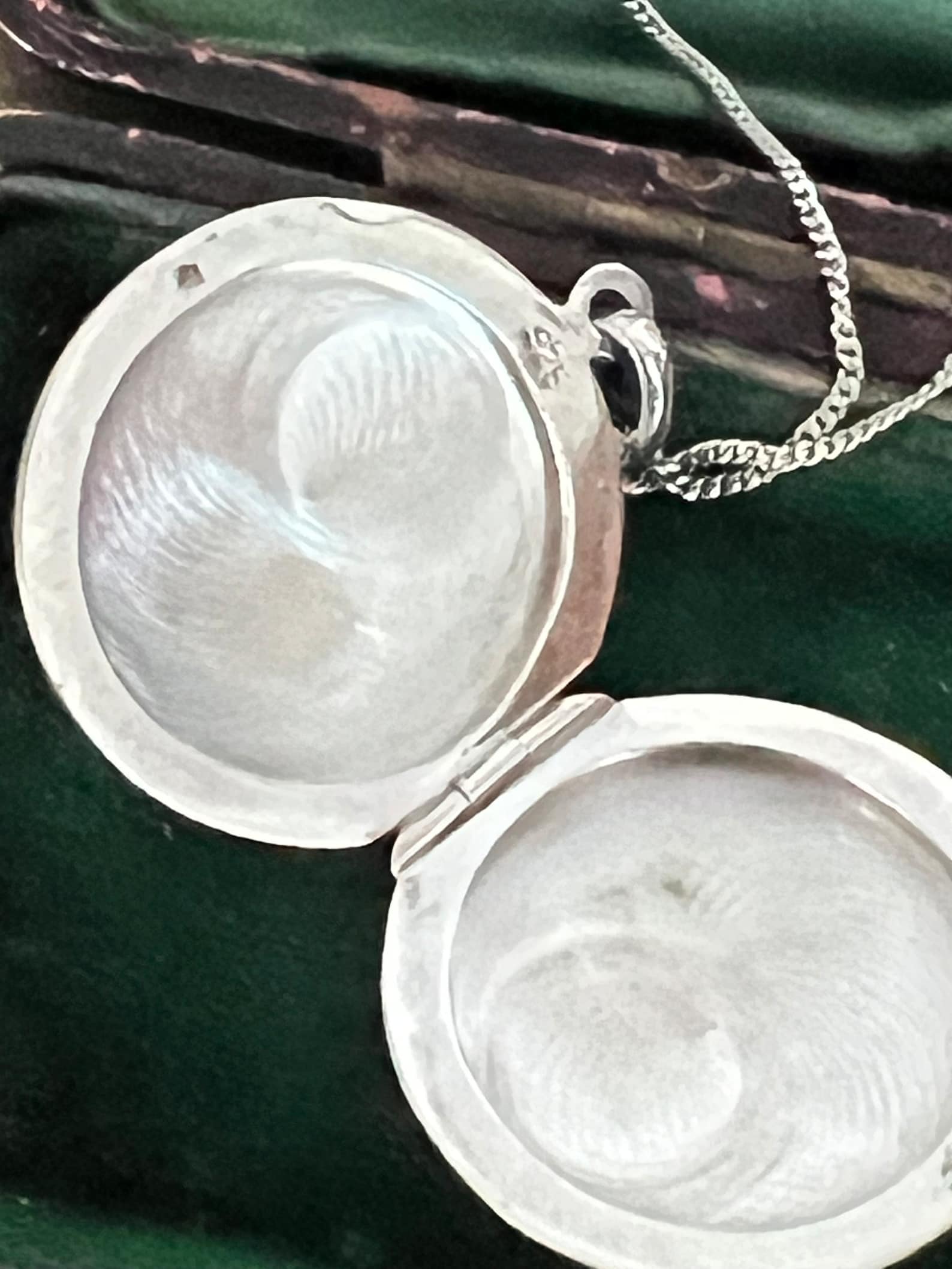 Solid Silver Porcelain Fronted Double Locket on Silver Chain - Etsy