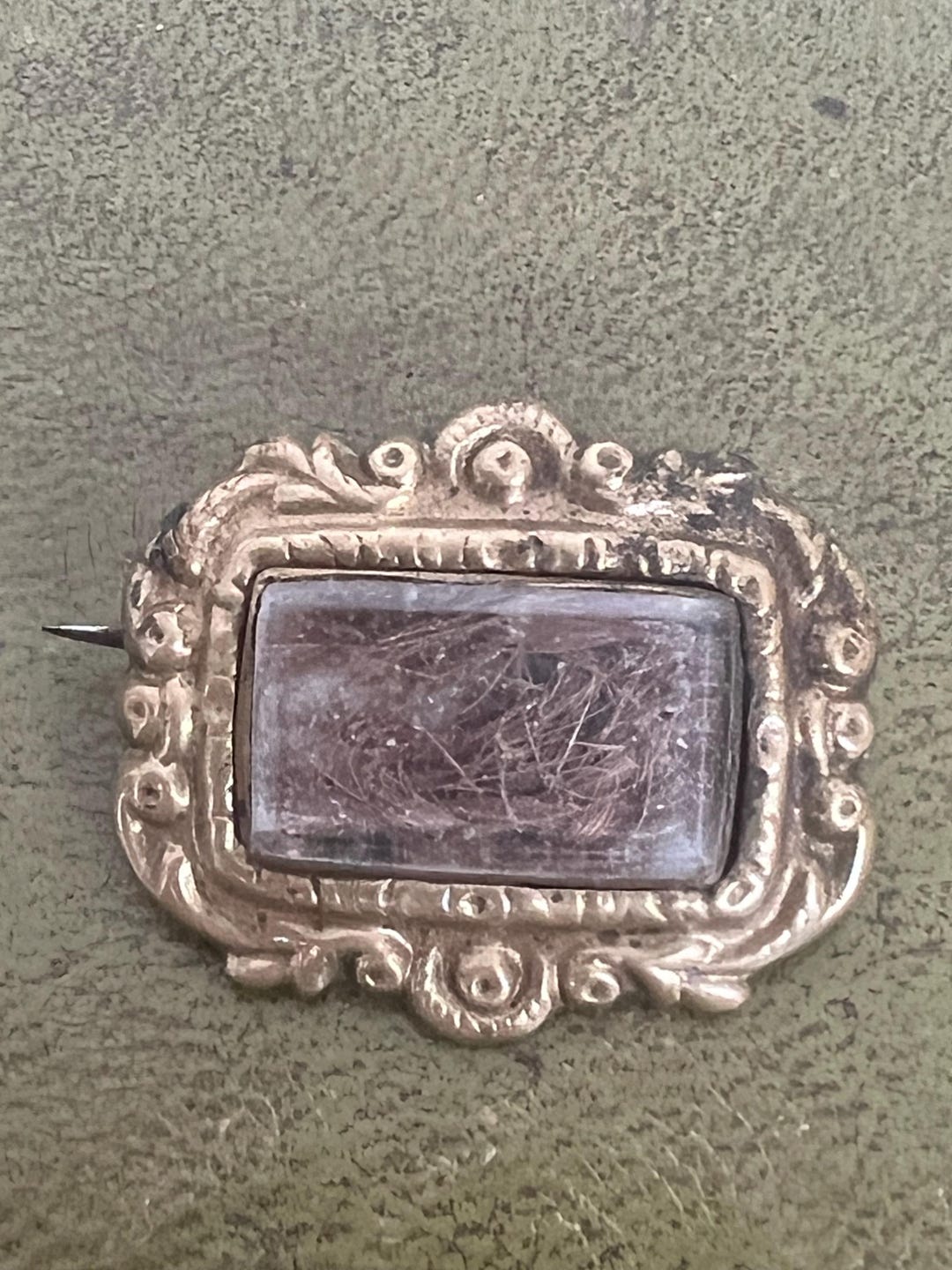 Georgian Metal Mourning Brooch With Hair - Etsy