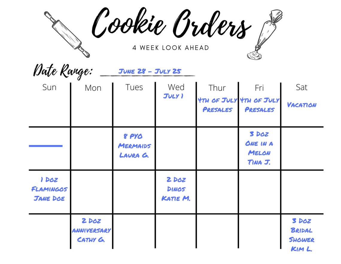 COOKIE PLANNER | Printable Cookie Order Tracker Planner, Letter Size ...