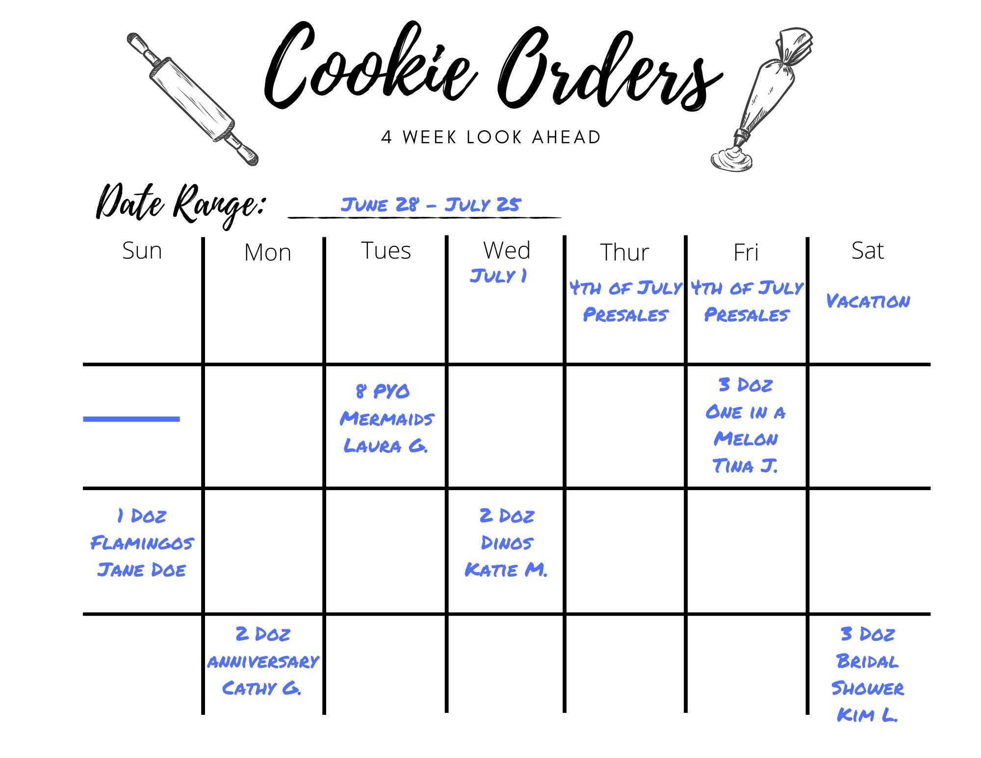 COOKIE PLANNER | Printable Cookie Order Tracker Planner, Letter Size ...