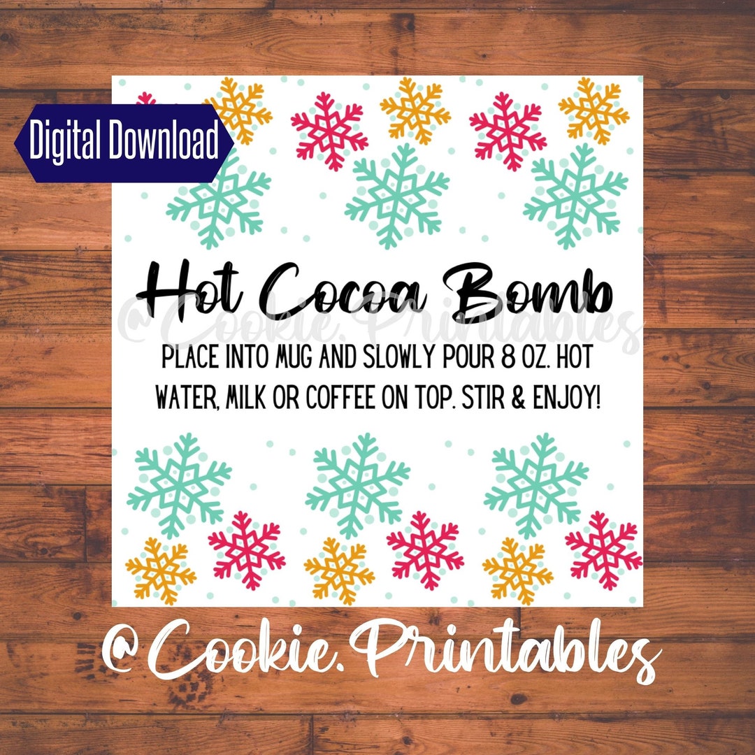 HOT COCOA BOMB Tag Chocolate Bomb Tag Instant Download Digital Download ...