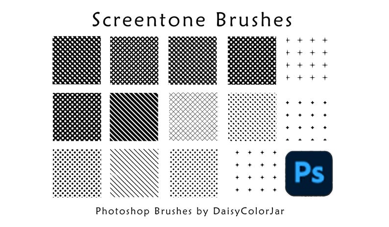 Screentone Brushes & Patterns for Photoshop - Etsy