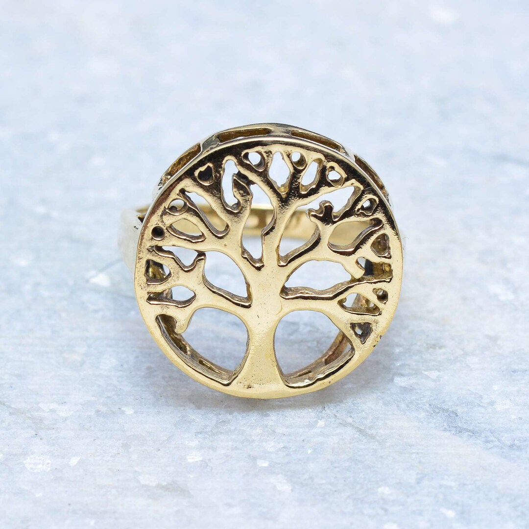 Handmade Brass Tree of Life Ring, Boho Stacking Ring - Etsy