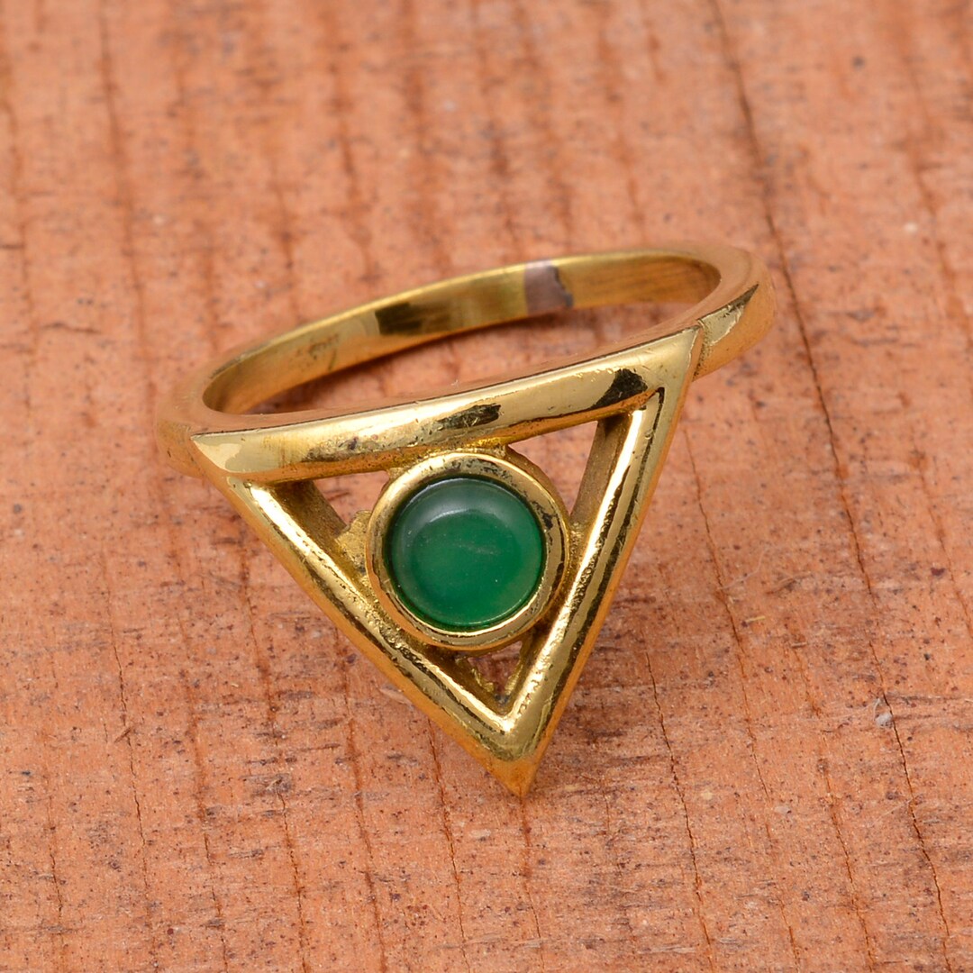 Valentine Ring, Jade Stone Ring, Traingle Ring, Handmade Ring ...