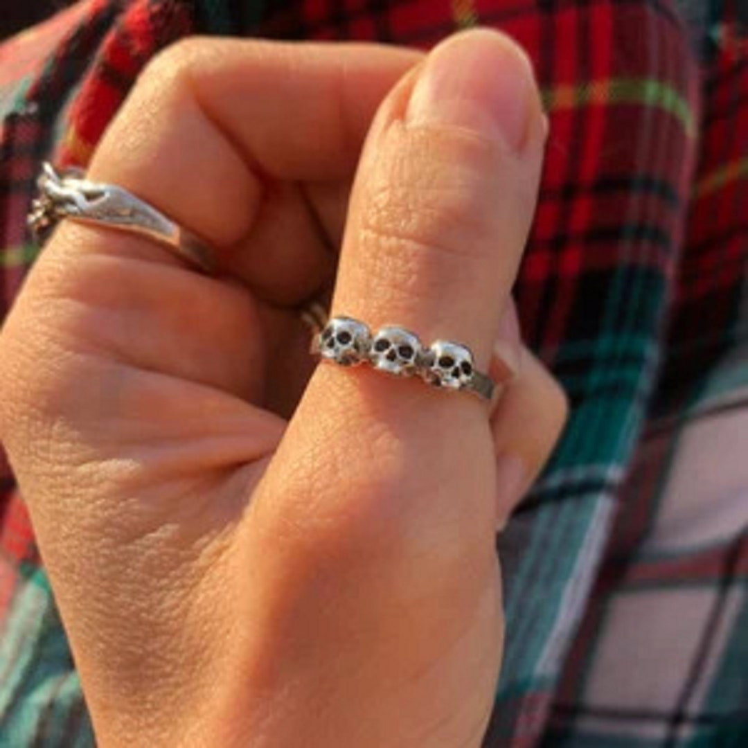 Silver Skull Ring Dainty Skull Ring Silver Skull Stacking Ring - Etsy