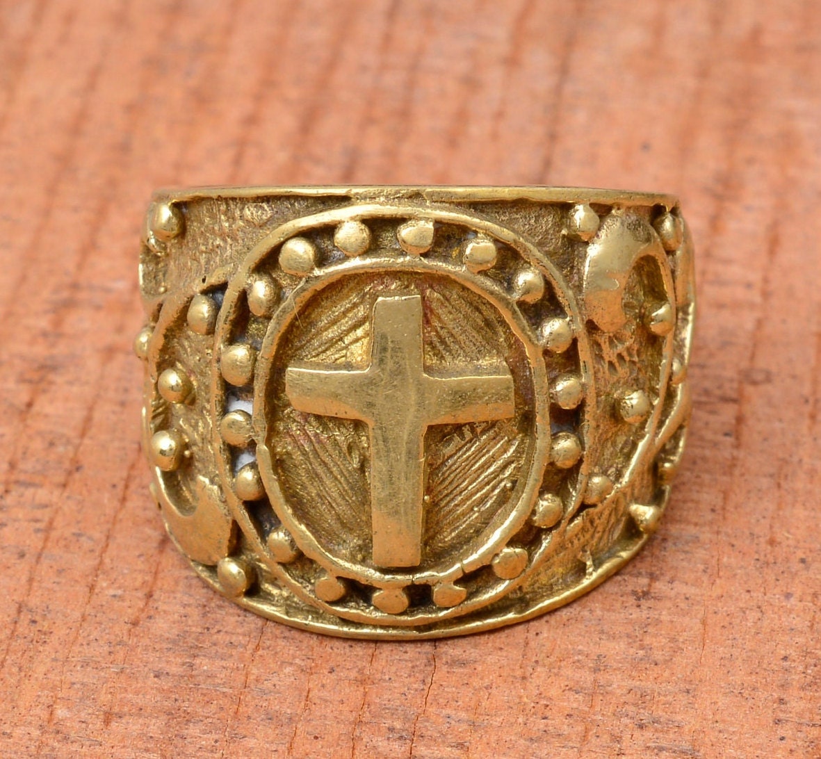 Cross Signet Design Ring Gold Mens Rings Jesus Ring Silver - Etsy