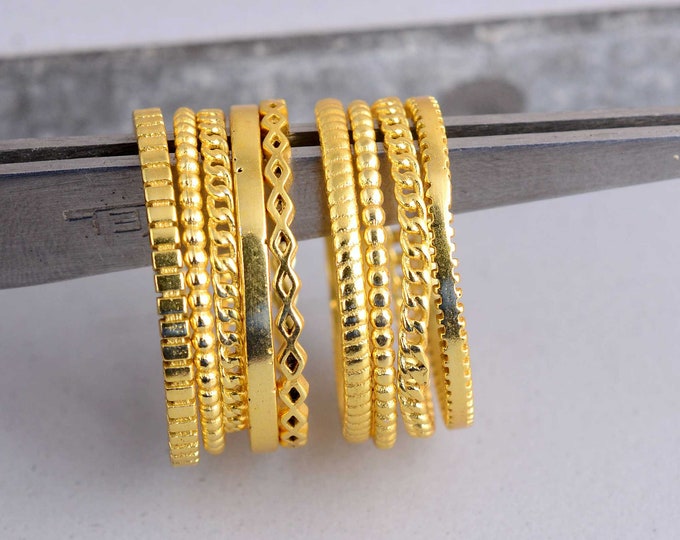 Gold Stacking Rings - Stacking Rings - Stacking Rings Set - Gold Band Ring - Personalized Dainty ...