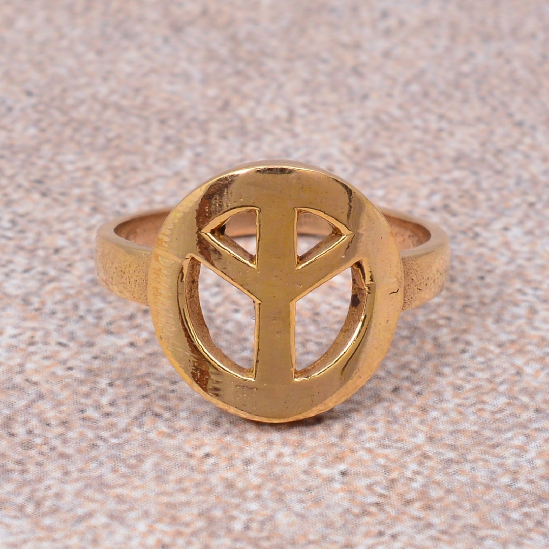 Peace Sign Ring, Handmade Ring, Brass Ring, Unique Ring, Boho Ring ...