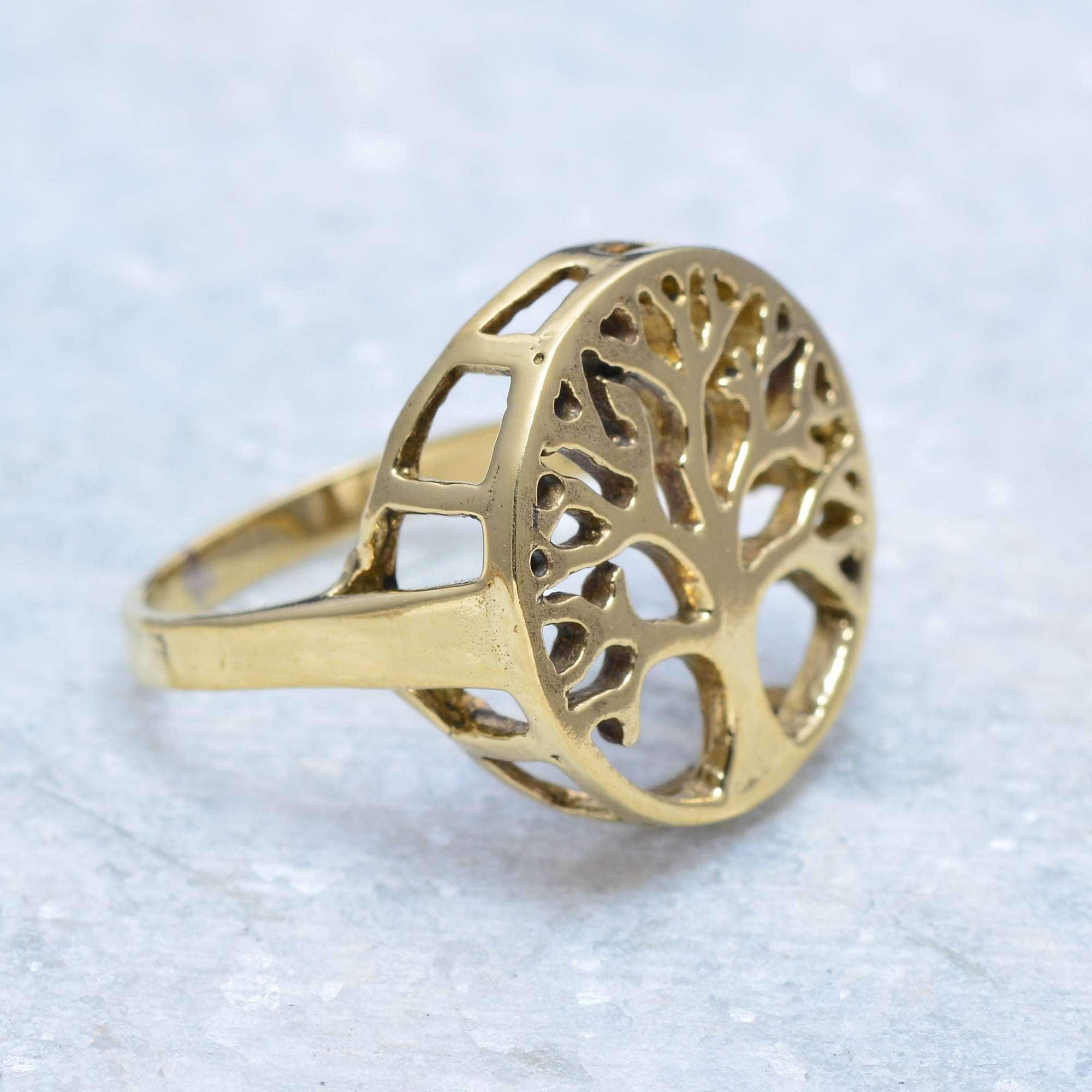 Handmade Brass Tree of Life Ring, Boho Stacking Ring - Etsy