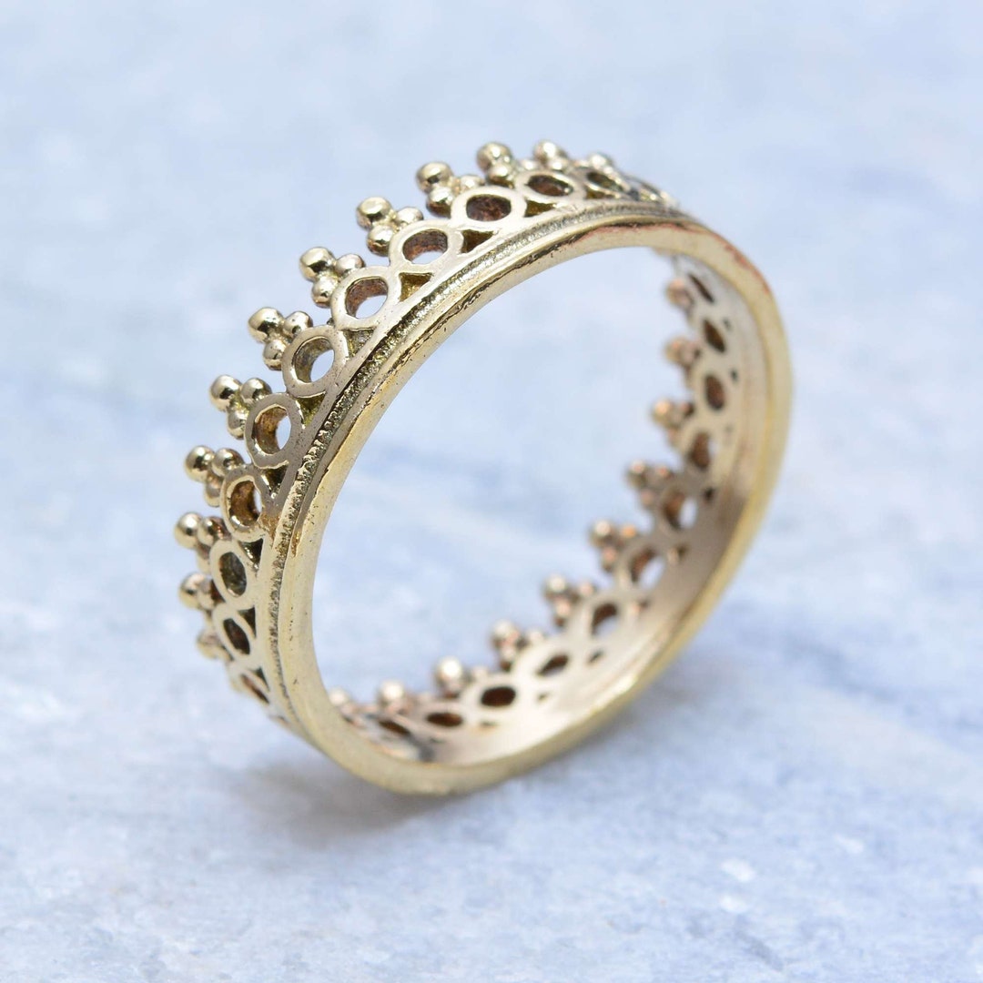 Handmade Brass Crown Ring, Boho Stacking Jewelry - Etsy