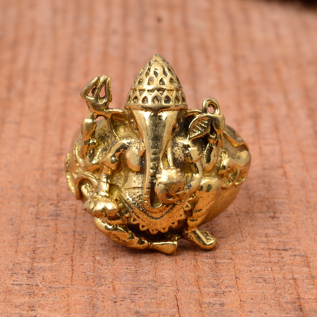 Lord Ganesha Brass Ring: Handmade Indian Spiritual Jewelry - Etsy