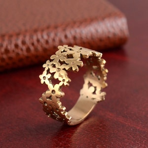 Custom Flower Ring, Gift for Women, Floral Ring,18k Ring, Flower ...