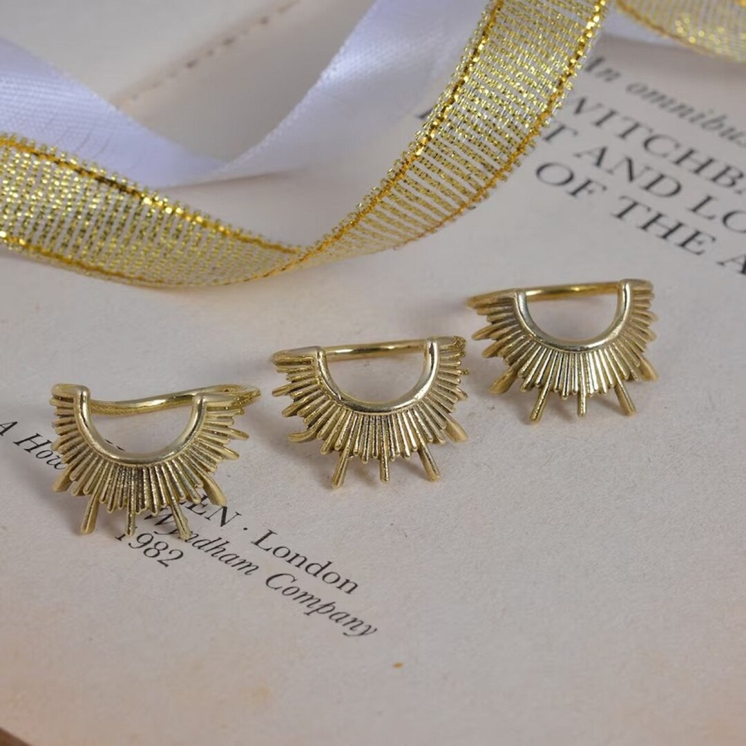 Gold Sun Ring | Gold Stacking Ring | Sunburst Ring | Celestial Gold ...