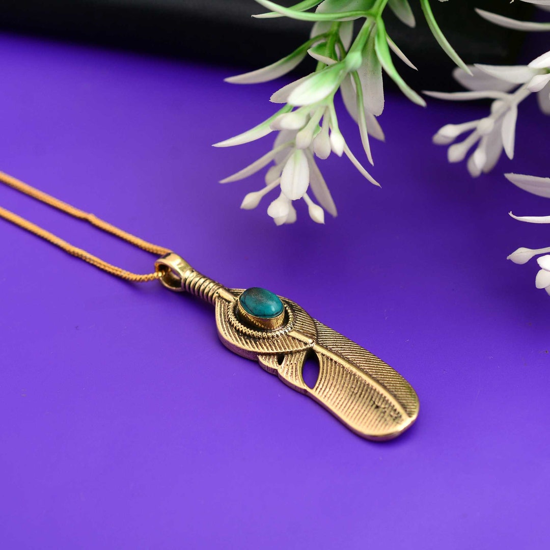 Feather Pendant Large Raven Corvid Feather Eagle Pendant , Chain ...