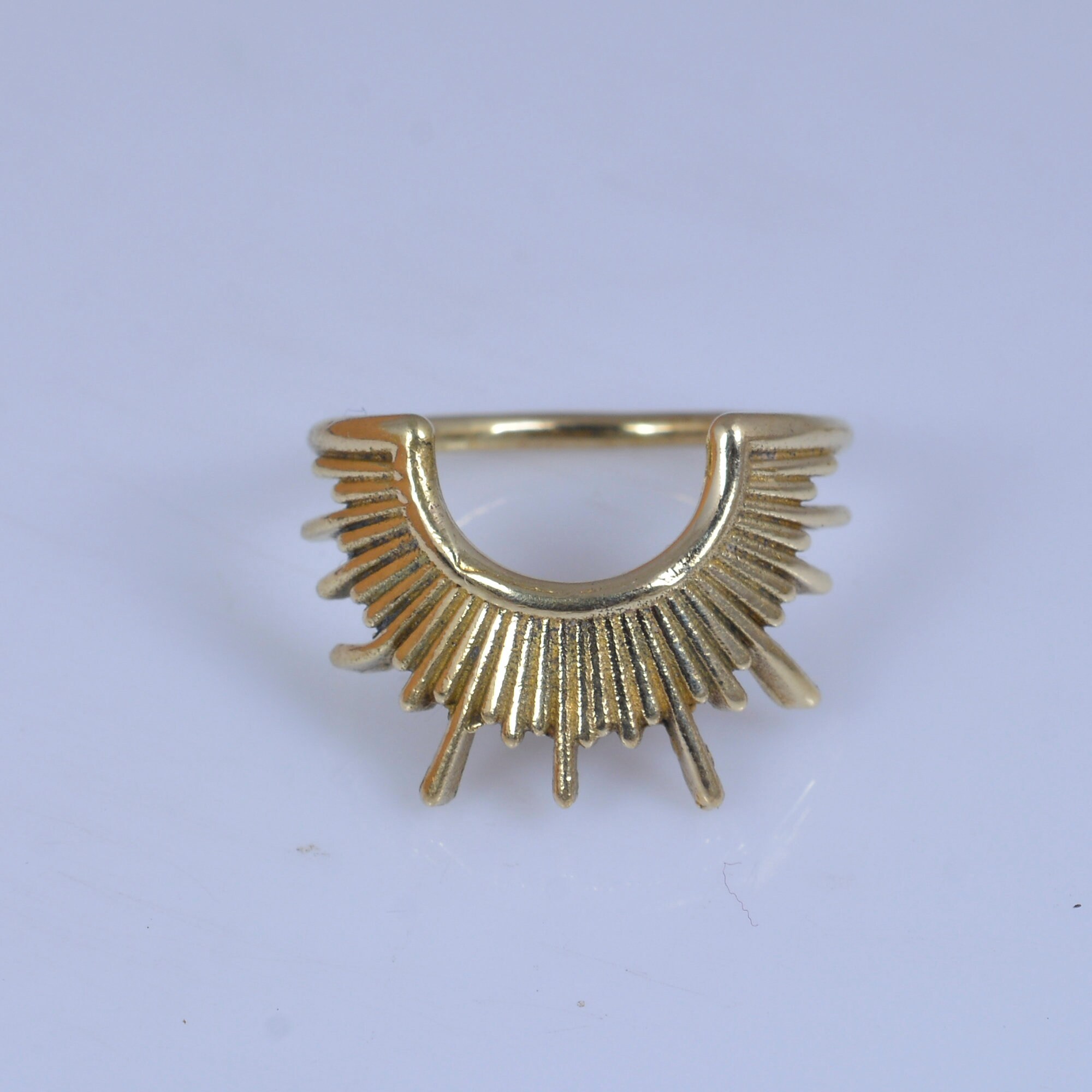 Gold sun ring gold stacking ring sunburst ring Celestial | Etsy