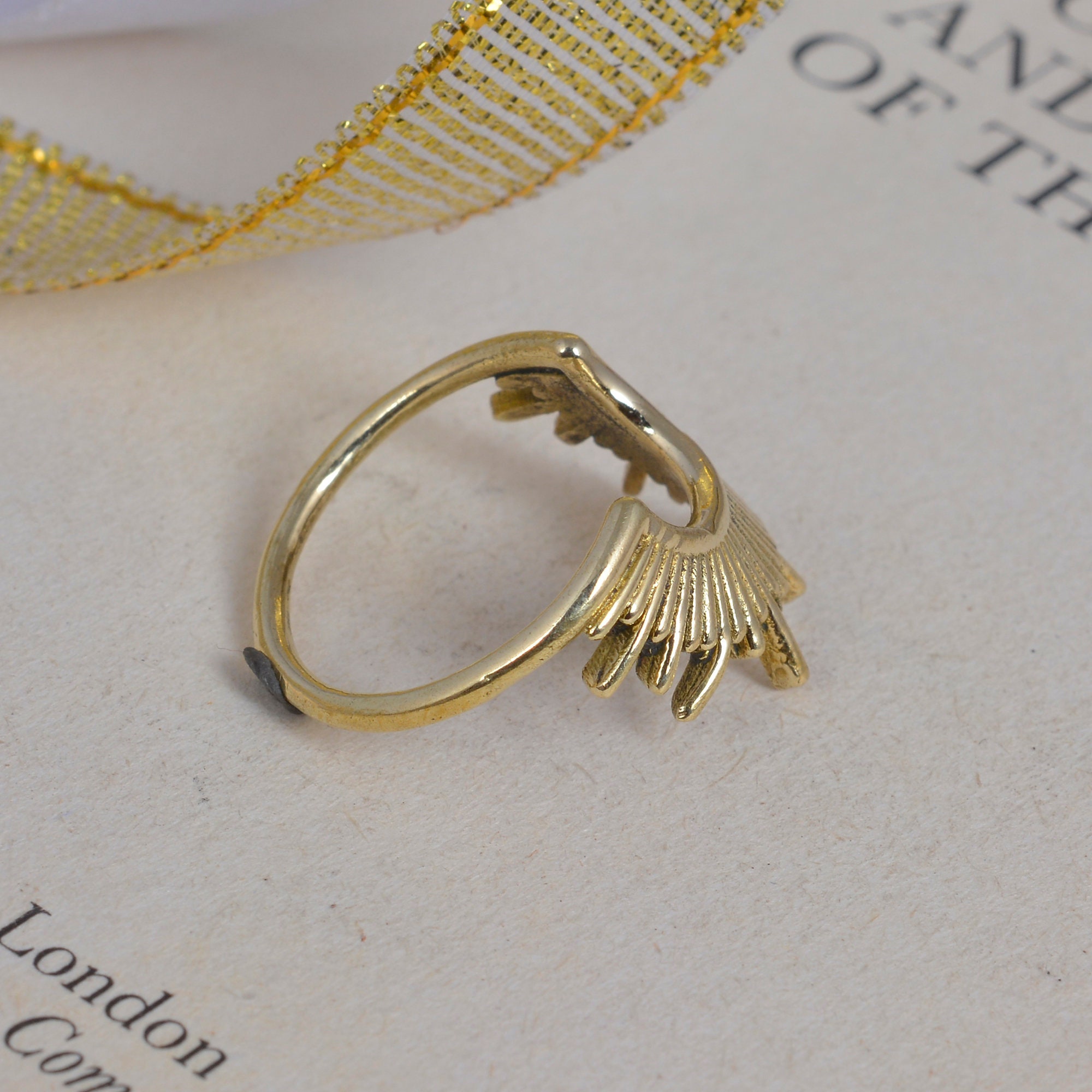 Gold sun ring gold stacking ring sunburst ring Celestial | Etsy