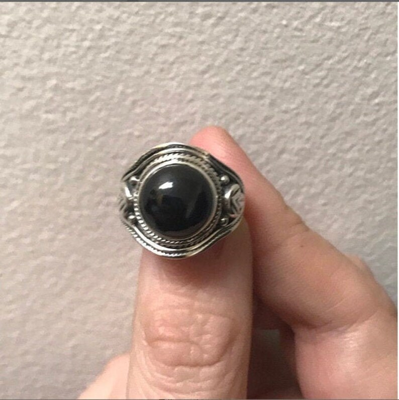 Black Obsidian Ring 925 Sterling Silver Ring Women Gift - Etsy