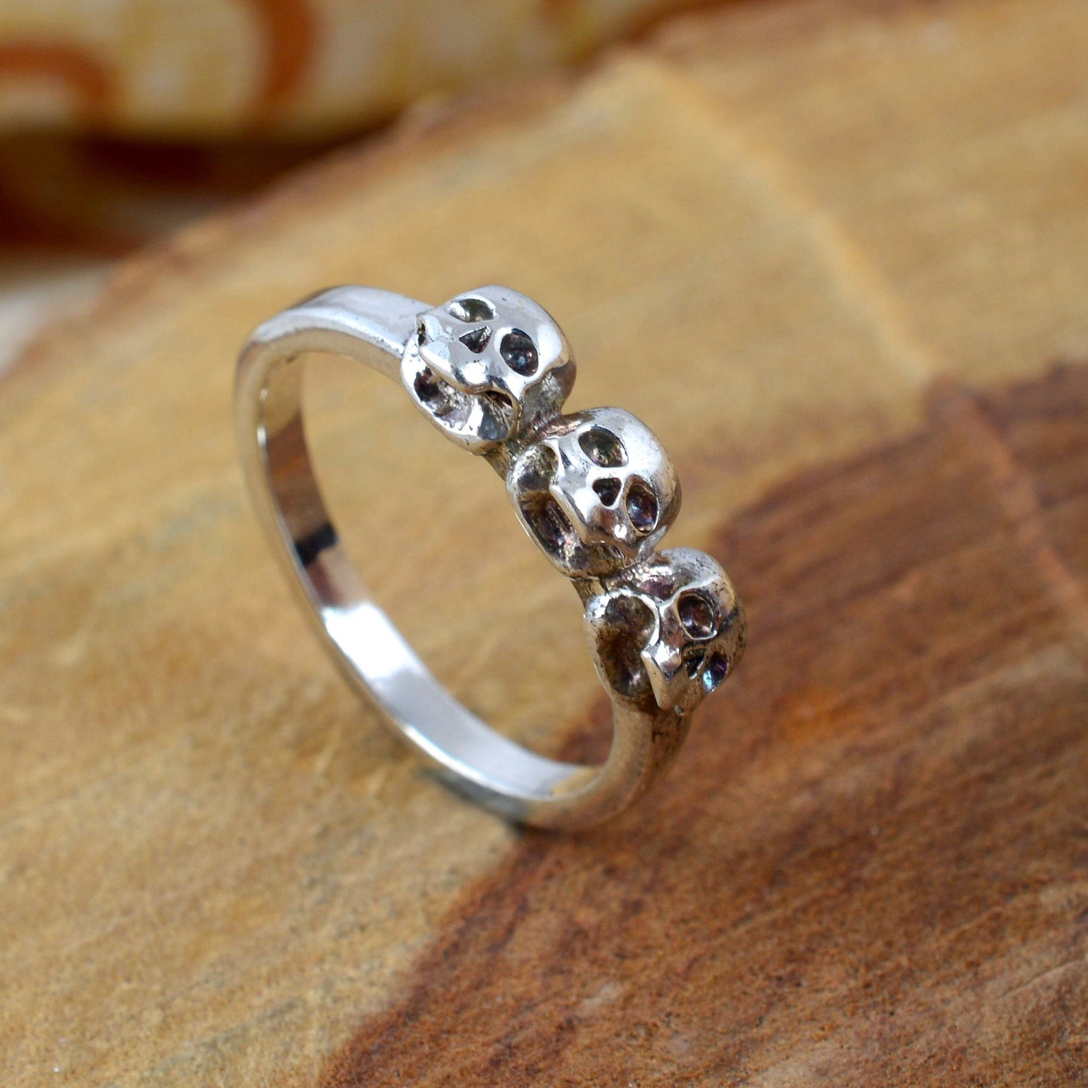 Silver Skull Ring Dainty Skull Ring Silver Skull Stacking Ring - Etsy
