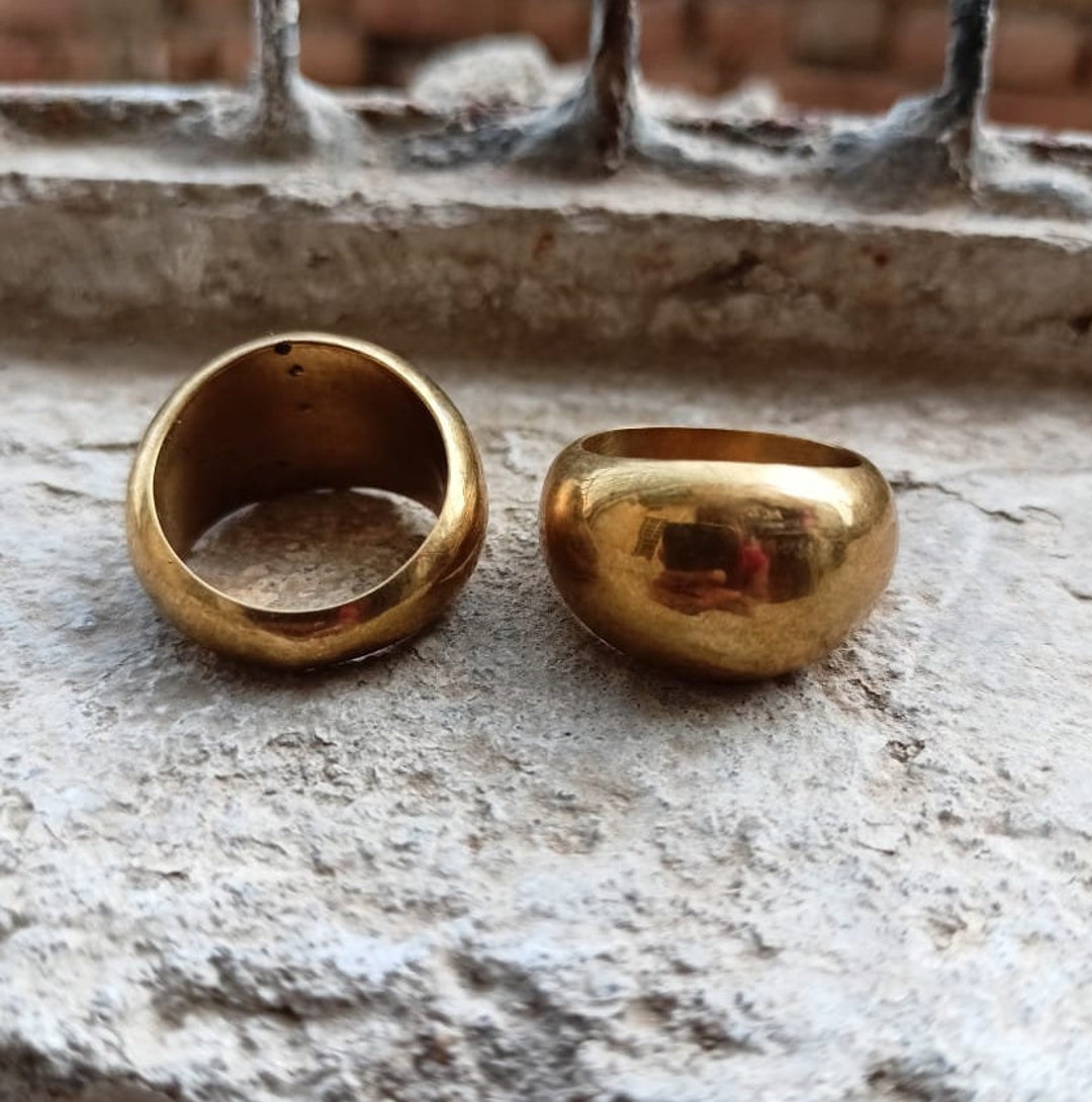 Dome Ring, Gold Ring, 14k Gold Dome Ring, Chunky Gold Ring, Thick Gold ...