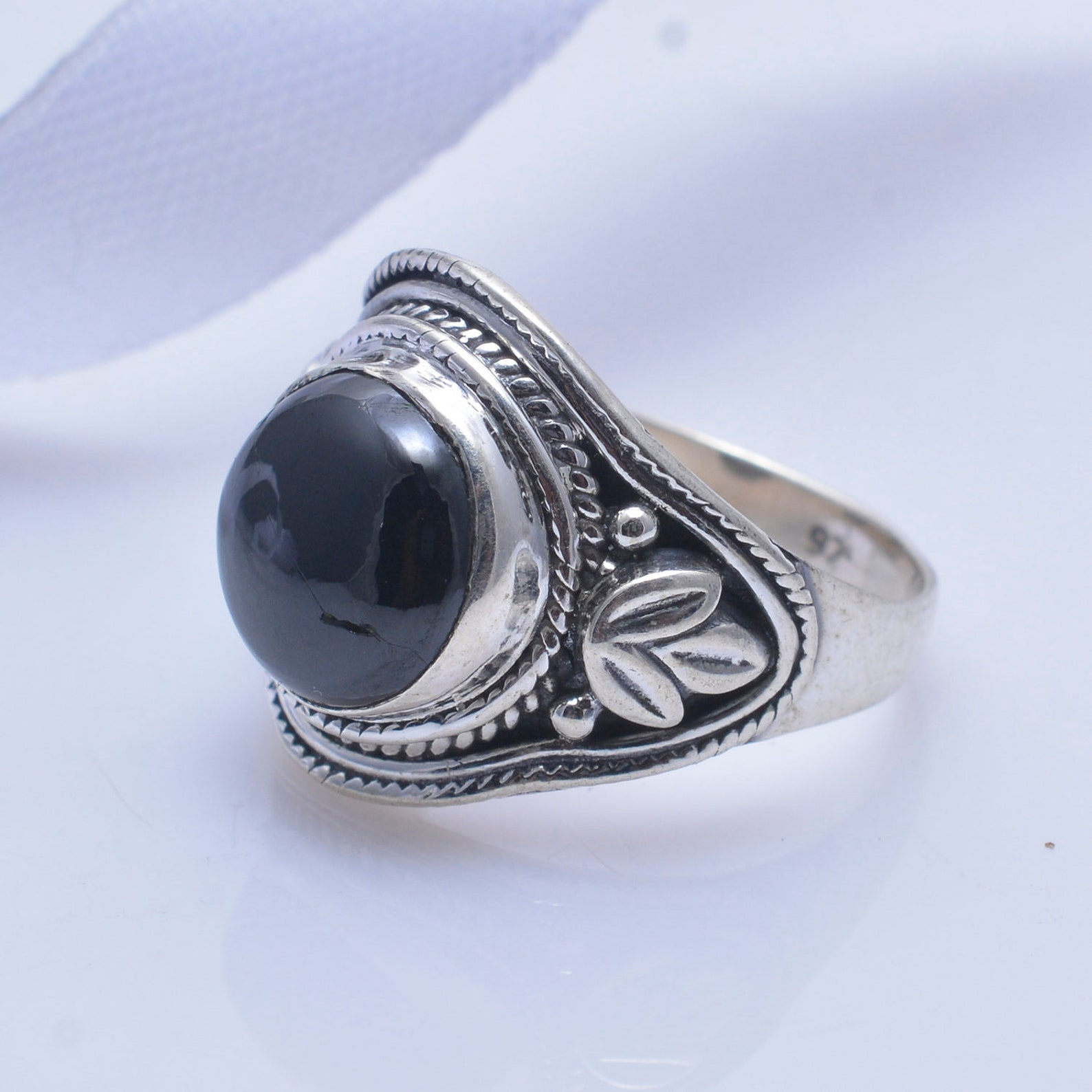 Black Obsidian Ring 925 Sterling Silver Ring Women Gift - Etsy