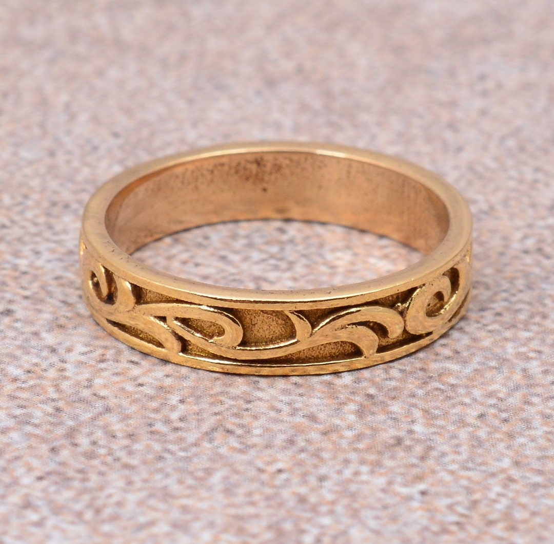 Gold Ocean Wave Ring, Ocean Tide Current Ring, Thumb Ring, Dainty Ring ...
