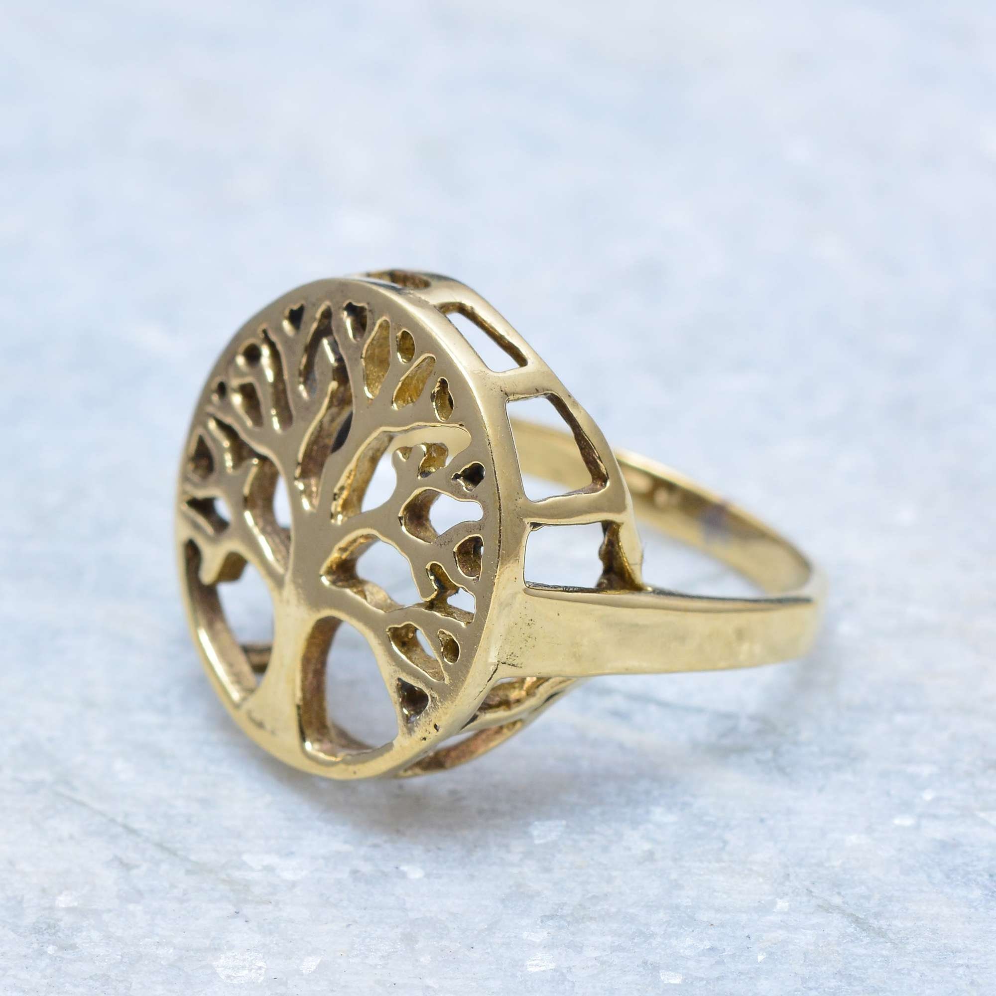 Handmade Brass Tree of Life Ring, Boho Stacking Ring - Etsy