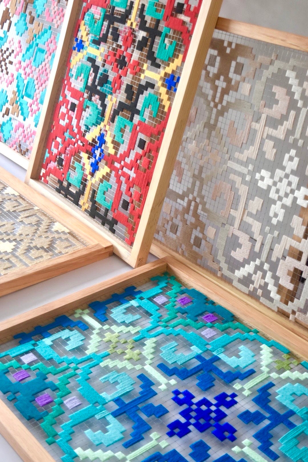 Multicoloured Fiber Art Woven Wall Hanging Modern Geometric Textile ...