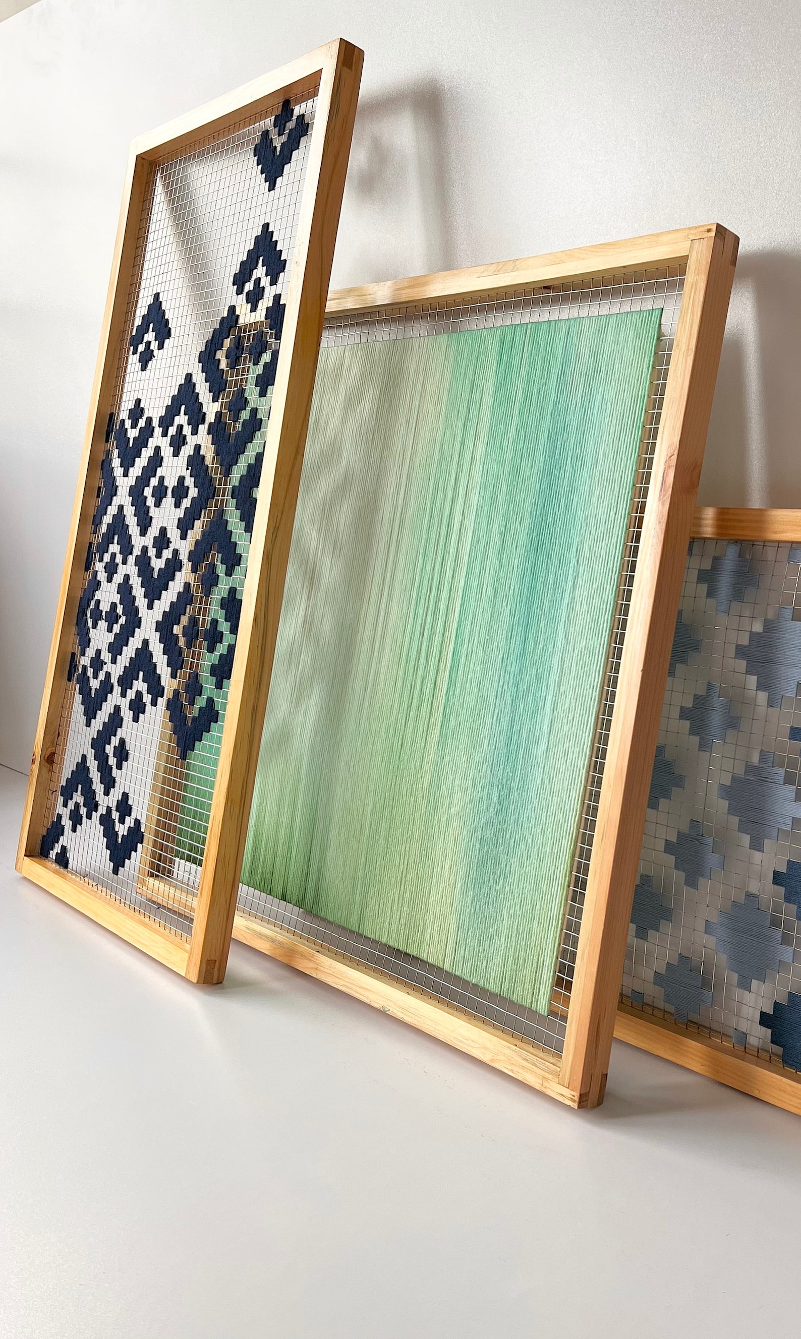 ZANA - Fiber Art Painting | Large Fiber Art Wall Hanging - Blue Green ...