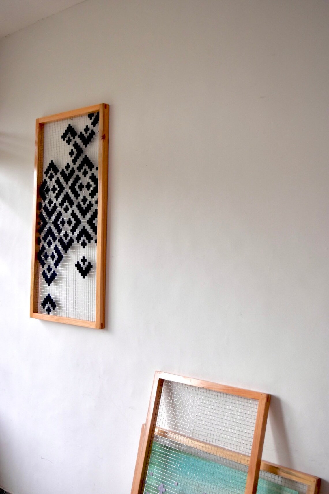 HEIMET - Fiber Art | Black Woven Wall Hanging | Modern Geometric ...