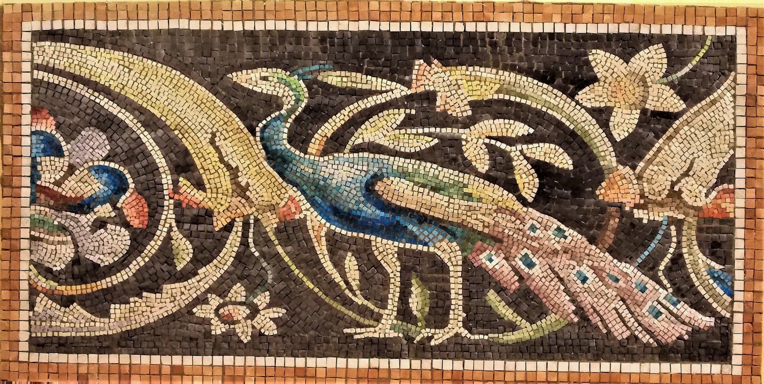 Mosaic Zeus and Ganymede, the Peacock, Roman Copy Mosaic, Mosaic ...