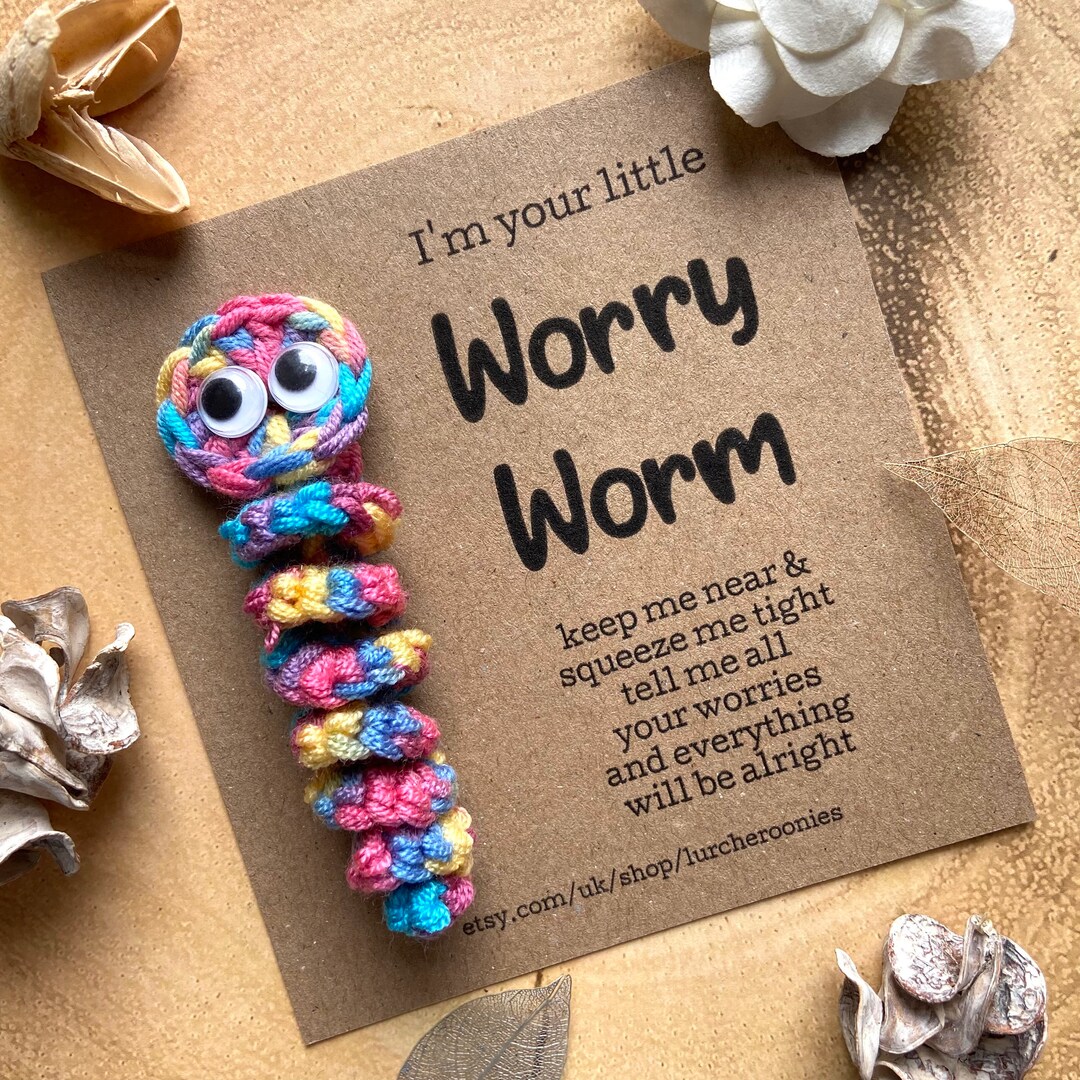 Worry Worm Pet Crochet Handmade Rainbow Mental Health Autism Fidget ...