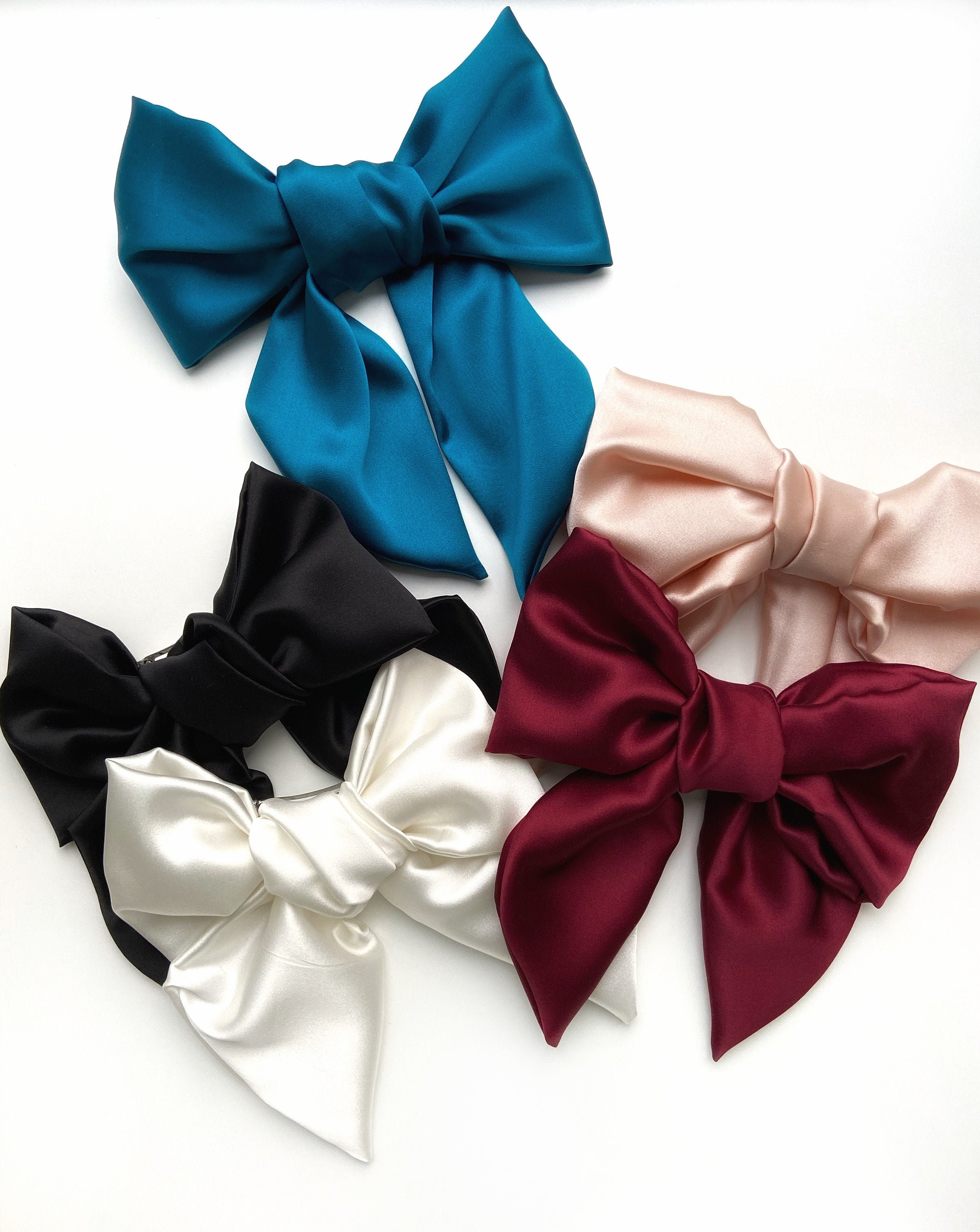 Big Silk Bow Barrette 100 Silk Hair Bow Adult Silk Bow Etsy
