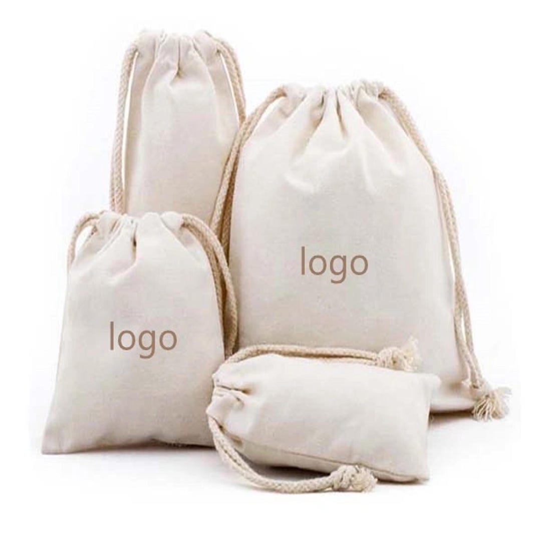 Custom Logo Cotton Drawstring Bags: Personalized Favor Bags - Etsy