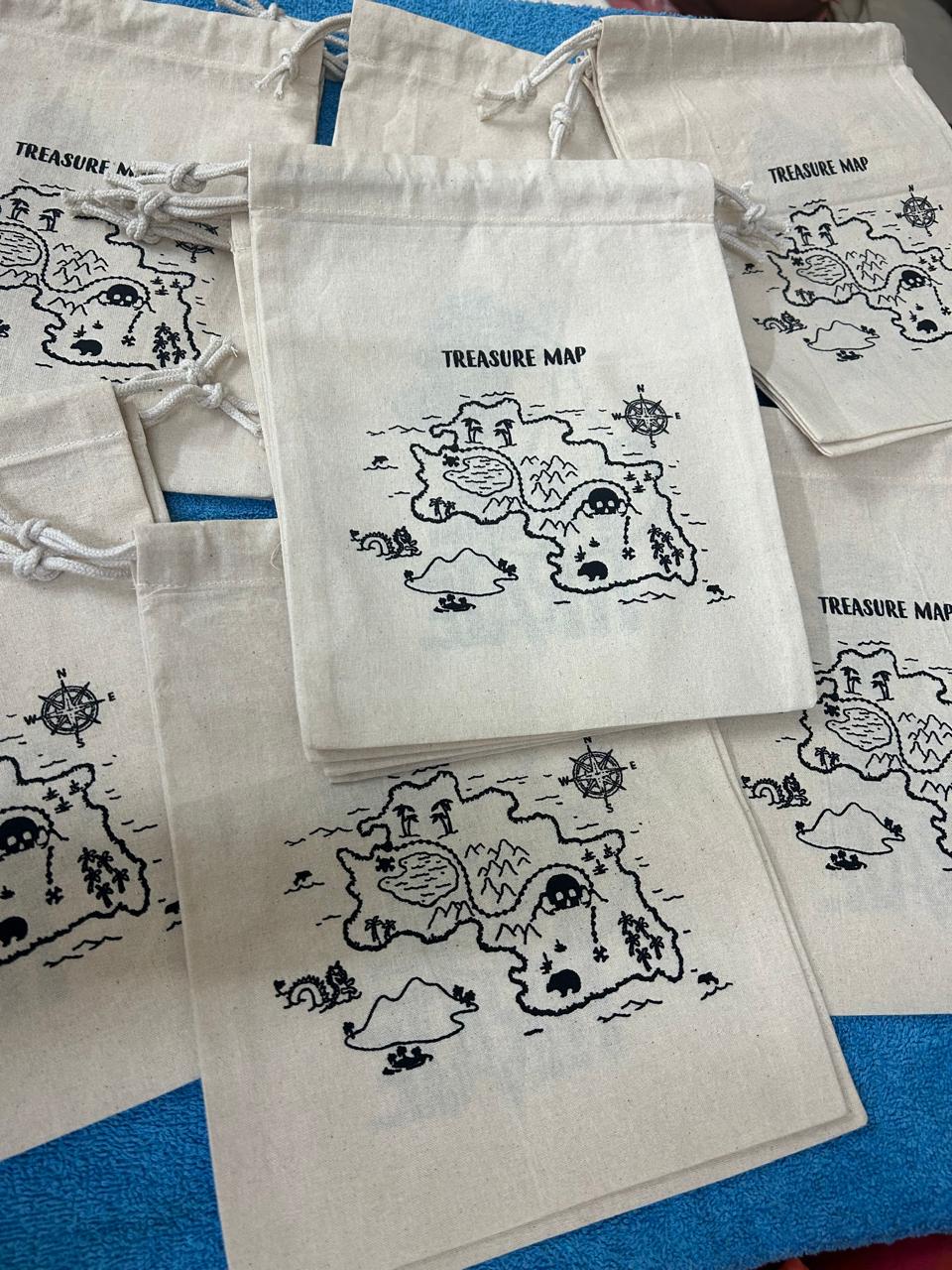 Treasure Map Cotton Favor Bag: Custom Pirate Party Drawstring Bag - Etsy