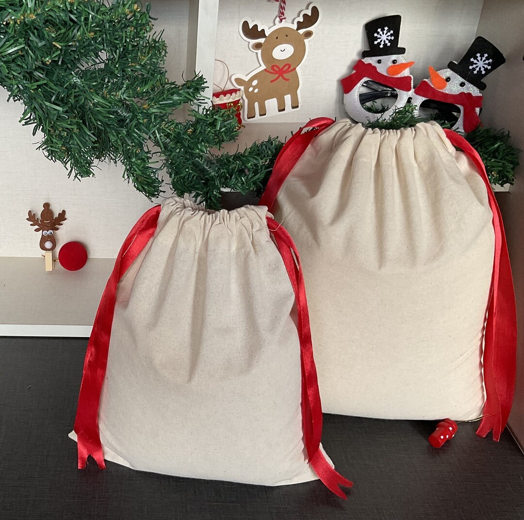 Bulk Plain Santa Sack, Blank Cotton Santa Bag, BLANK Santa Sack, Large ...