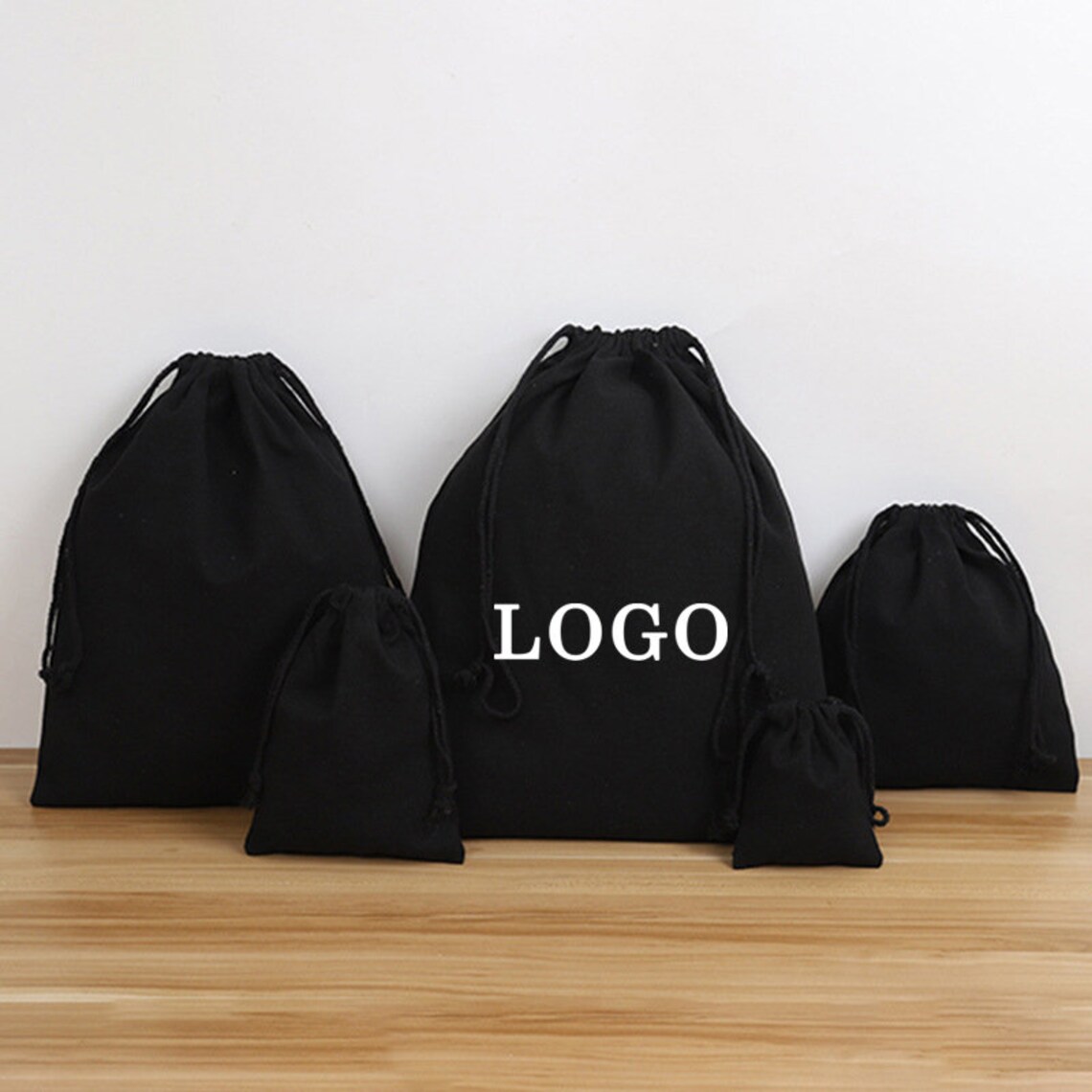 Black Muslin Bags 100% Organic Cotton Double Drawstring | Etsy