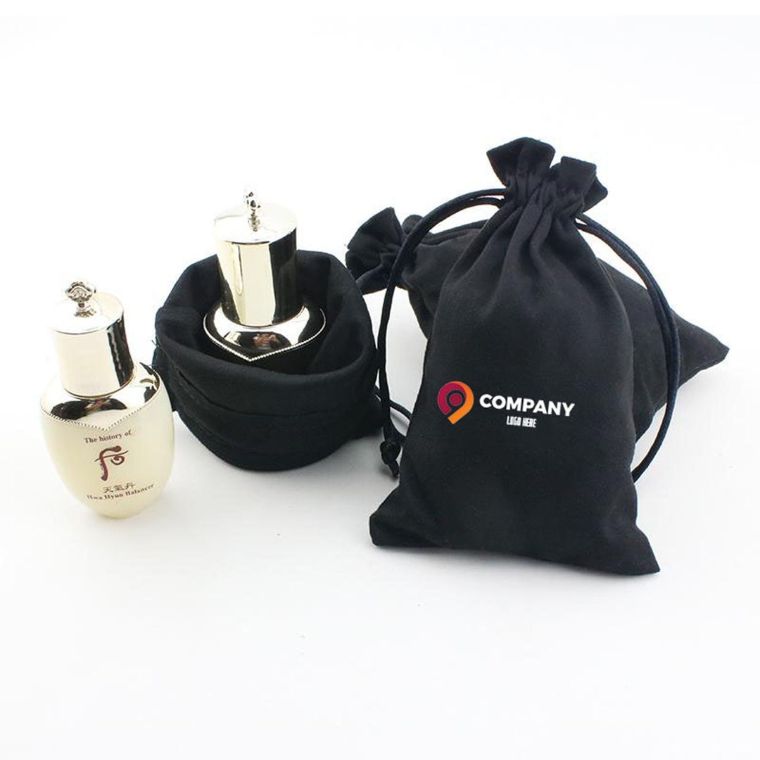 Black Velveteen Drawstring Gift Pouches Bags Velour Pouches Black ...