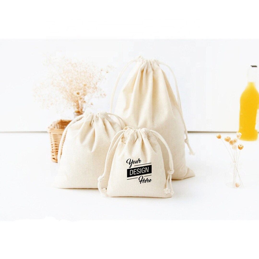 Organic Natural Eco Friendly Cotton Drawstring Bags, Personalized Bag ...