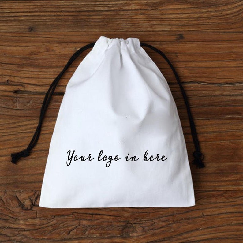 Custom Cotton Drawstring Bag: Personalized Favor Bag, Logo Print - Etsy