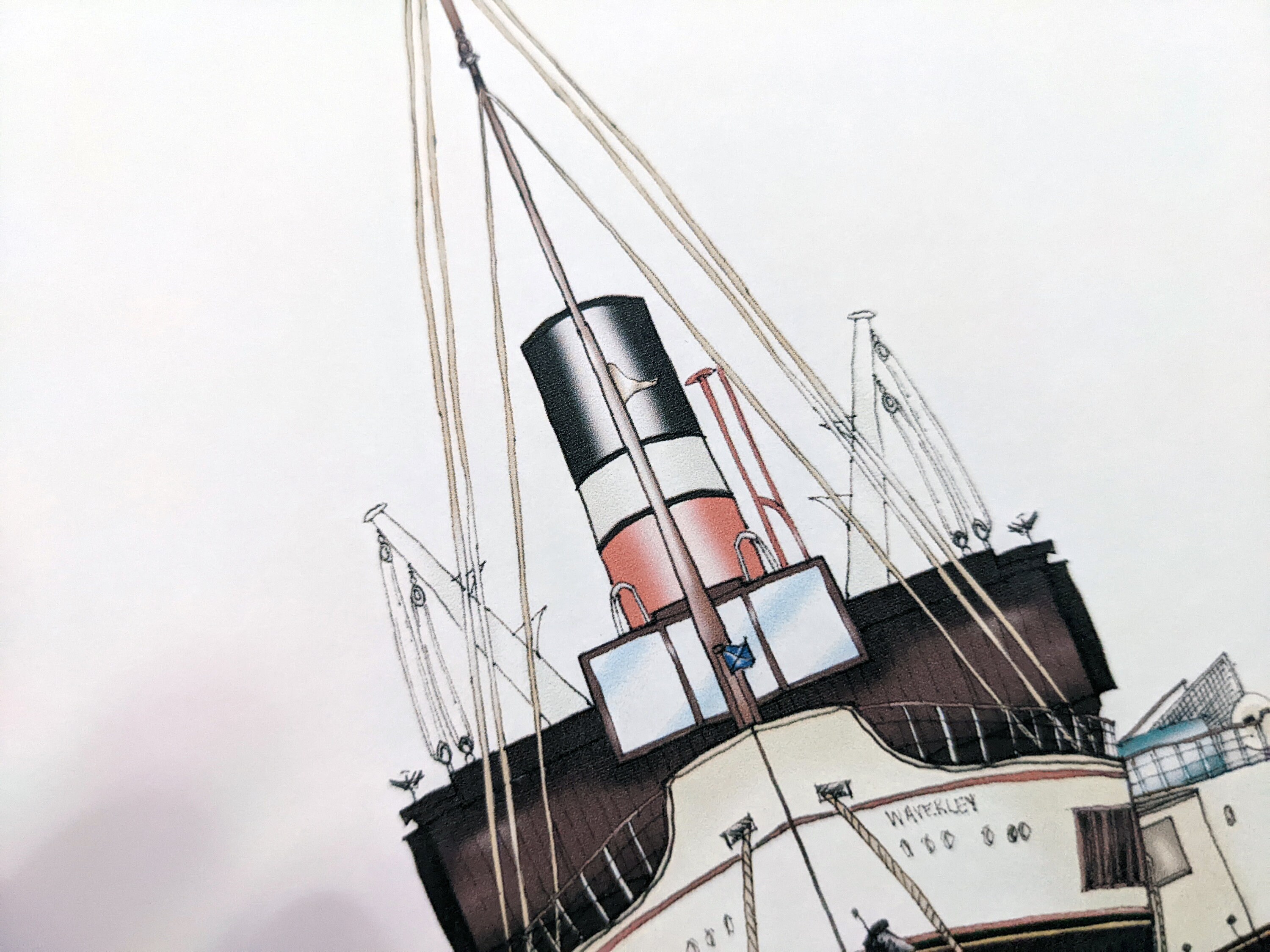 Waverley Paddle Steamer Sketch, 'doon the Watter', Framed Print, Colour ...