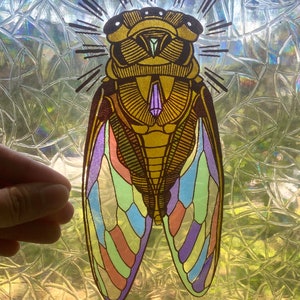 Stained Glass Wings Metallic Gold Cicada Handmade Screen Print - Etsy