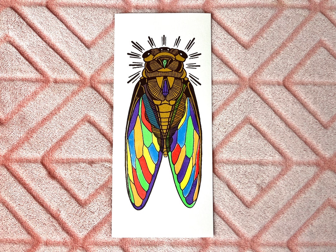Stained Glass Wings Metallic Gold Cicada Handmade Screen Print - Etsy