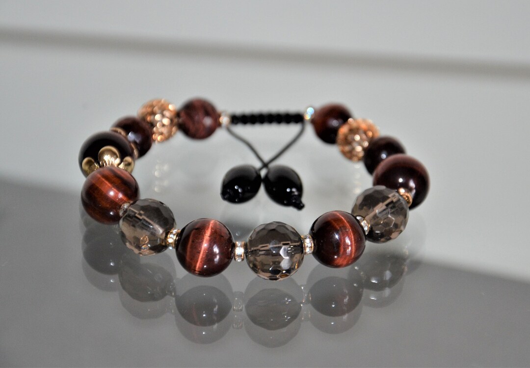 Bulls Eye Shamballa Bracelet/smoky Quartz/gemstone Bracelet/shamballa ...
