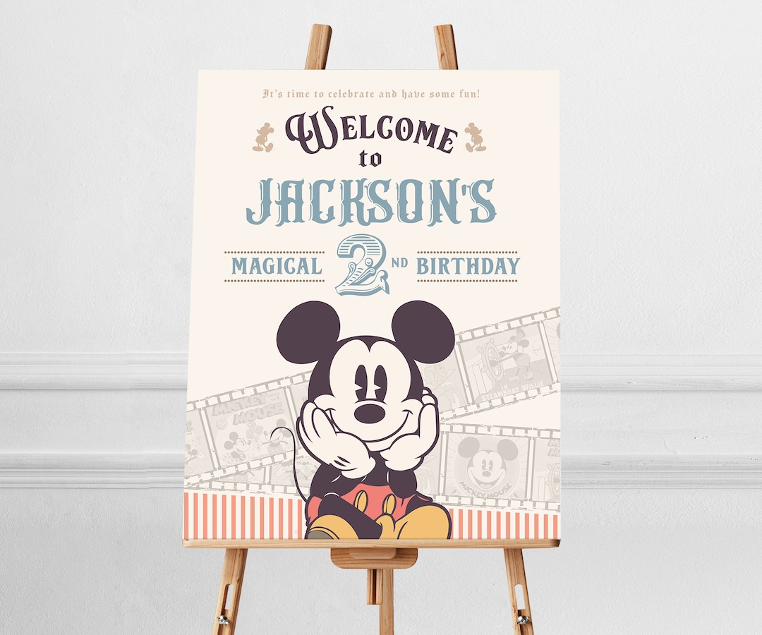 Printable Mickey Welcome Sign, Mickey Birthday Party Welcome Sign ...