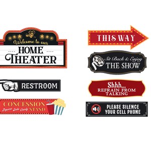 Movie Night Party Directional Sign, Movie Birthday, Home Cinema, Movie ...