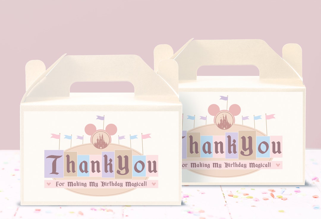 Printable Happiest Birthday Gable Box Label, Disneyland Favor Box Label ...