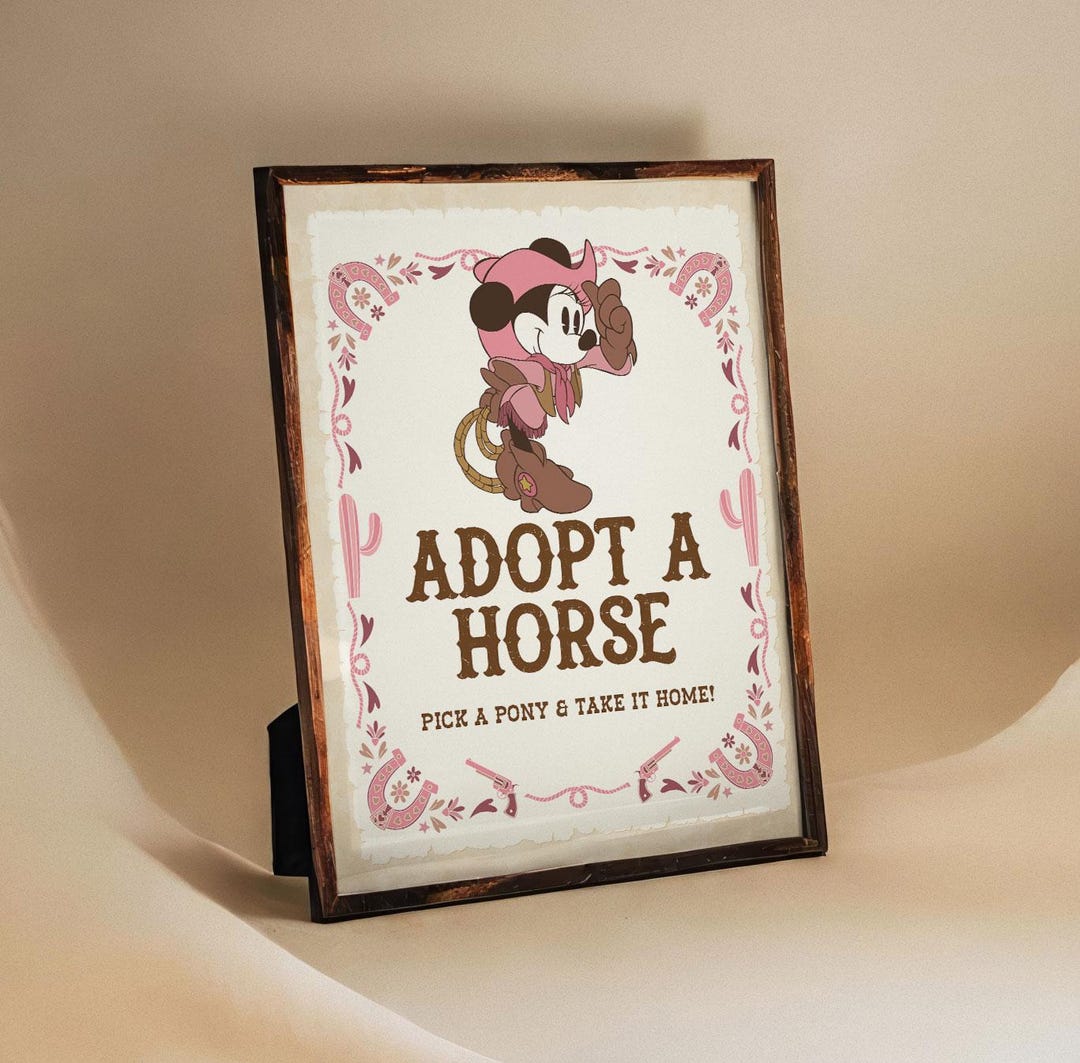 Printable Minnie Adopt A Horse Sign, Minnie Cowgirl Rodeo Party ...
